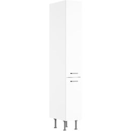KOCHSTATION Apothekerschrank &raquo;KS-Paula&laquo; 30 cm breit, 211 cm hoch, mit 2 Ausz&uuml;gen, 5 Ablagen wei&szlig;, B/H/T: 30cm x 211,8cm x 58,4cm, Schubladen: 2 Stk.