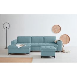 OTTO products Ecksofa &raquo;Grazzo, zeitlos & elegant, moderne Sitzheftung, Breite 266cm, L-Form&laquo; hochwertige Stoffe aus recyceltem Material, Steppung im 