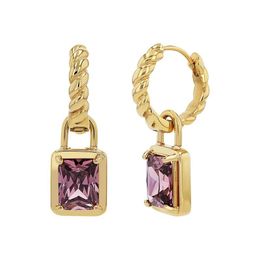 JOOP! Damen JOOP! Paar Creolen &raquo;Schmuck, Geschenk&laquo; mit Zirkonia (synth.) lila 18mm, Edelstahl