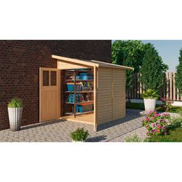 Karibu Gartenhaus &raquo;Wurmberg 2&laquo; terragrau, anthrazit oder naturbelassen beige Holzwerkstoff ohne Fu&szlig;boden
