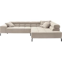 Home Affaire Ecksofa &raquo;Ancona New, wahlweise motorische Sitztiefenverstellung, auch in Cord&laquo; feine Steppung, mit Kopfteilverstellung, 3 Zierkissen, L-