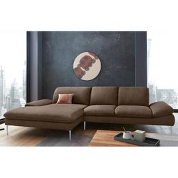 W.Schillig Ecksofa &raquo;enjoy&MORE, Designsofa, bequem, zeitlos und elegant, L-Form&laquo; mit Sitztiefenverstellung, F&uuml;&szlig;e silber matt, Breite 340 cm braun 