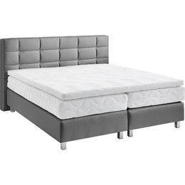 Westfalia Schlafkomfort Boxspringbett mit Kn&ouml;pfen in Kristalloptik, wahlweise mit Topper grau Bezug: Kunstleder, Polyurethan;Polsterung: 100% Polyester Kunstleder Mit 