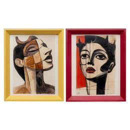 KARE Bild mit Rahmen &raquo;Gerahmtes Bild Portrait Modernism 22x27cm&laquo; Set, 2, 2 Stk. tlg. Acrylfarbe, Papier, Polyresin B/H/T: 22,3cm x 27,3cm x 3,5cm, 
