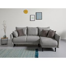 Home Affaire Ecksofa &raquo;Asra L-Form, B: 240 cm&laquo; Schlaffunktion, Bettkasten, Taschen & 3 Zierkissen, Federkern grau 100% Polyester B/H/T: 240cm x 95cm x 