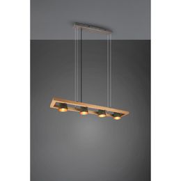 Trio Leuchten Pendelleuchte &raquo;Bell&laquo; E14 1 Stk. Warmwei&szlig; aus Holz mit Schirmen in Glocken-Design / Schirme nickel antik Optik grau 4, H: 150cm, 1 Stk.