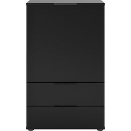 FMD Kommode &raquo;Dark&laquo; mit 2 Schubladen, verstellbare Einlegeb&ouml;den, Breite ca. 50 cm schwarz B/H/T: 49,7cm x 81,3cm x 31,7cm, 2 Stk., 1 Stk.