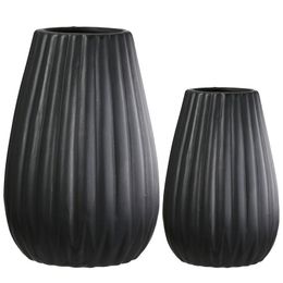 Casablanca by Gilde Tischvase &raquo;2tlg. Set Vase Piega schwarz H.17 cm&laquo; 2-teiliges Set aus Porzellan, schwarz schwarz Porzellan B/H/T: 10,5cm x 17cm x 
