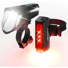 FISCHER BIKE FISCHER Fahrrad Fahrradbeleuchtung &raquo;LED-Akku-Bel. Set PLUS 110 + TWIN STOP&laquo; schwarz Einheitsgr&ouml;&szlig;e Fahrradbeleuchtung