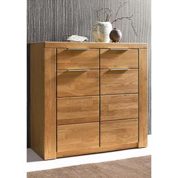 OTTO home Kommode &raquo;Zara&laquo; Breite 100 cm braun Holz teilmassiv B/H/T: 100cm x 95cm x 40cm, Holzwerkstoff eichefarben (Korpus) / Massivholz Eiche (Front)