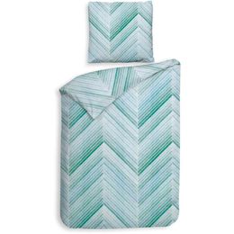 Bettw&auml;sche &raquo;Vita&laquo; 2 Streifen Design, 100% Baumwolle ab 135x200 cm. blau Flanell, Obermaterial: 100% Baumwolle B/L: 135cm x 200cm, 1 Stk., 1 Stk., 