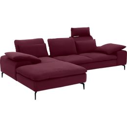 W.Schillig Ecksofa &raquo;valentinoo, Designsofa, bequem, elegant und zeitlos, L-Form&laquo; inklusive Hocker, mit Sitztiefenverstellung, Breite 299 cm rot 