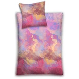 Kleine Wolke Bettw&auml;sche &raquo;Solero&laquo; 2 Stk. mit Aquarall-Print bunt Mako-Satin, Obermaterial: 100% Baumwolle B/L: 155cm x 220cm, 1 Stk., 1 Stk., Mako-Satin, B/L: 80cm 