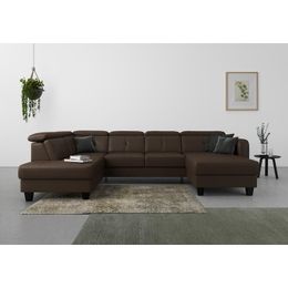 Sit & More sit&more Wohnlandschaft &raquo;Belluci U-Form&laquo; Kopfteilverstellung und Federkern, wahlweise mit Schlaffunktion braun B/H/T: 321cm x 85cm x 195cm, Luxus-