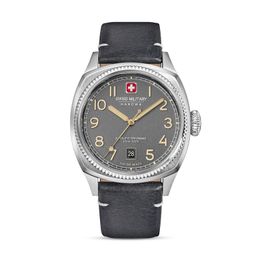SWISS MILITARY HANOWA Herren Quarzuhr &raquo;Condor&laquo; Armbanduhr, Herrenuhr, Swiss Made, Lederarmband, analog, Tag schwarz Einheitsgr&ouml;&szlig;e