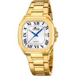 Lotus Herren Quarzuhr &raquo;Square Series&laquo; Armbanduhr, Herrenuhr, Edelstahlarmband, analog, Tag gold Einheitsgr&ouml;&szlig;e