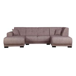 Home Affaire Wohnlandschaft &raquo;Langeland U-Form&laquo; incl. 2 Zierkissen, Recamiere wahlweise links oder rechts grau 100% Polyester B/H/T: 297cm x 85cm x 