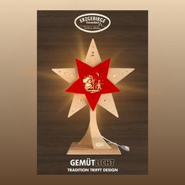 Weigla Dekostern &raquo;LED Knecht Ruprecht, Dekoleuchte aus Holz, NATUR-ROT&laquo; Holzwerkstoff B/H/T: 30,5cm x 42cm x 6cm