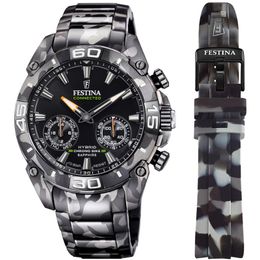 Festina Herren Chronograph &raquo;Chrono Bike 2021 - Special Edition Connected&laquo; Armbanduhr, Quarzuhr, Herrenuhr, Stoppfunktion, ideal als Geschenk grau 