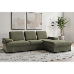 Sit & More sit&more Ecksofa mit Armteilverstellung, optional Schlaffunktion gr&uuml;n 100% Polyester B/H/T: 247cm x 82cm x 171cm, Breitcord, Recamiere rechts,mit 