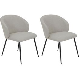 Hela 4-Fu&szlig;stuhl &raquo;GRAZ, Esszimmerstuhl&laquo; (Set) 2 Stk.XL-Sitzbreite,4-Fu&szlig;,Rundrohrgestell,140 Kg belastbar, Webstoff beige Metall, Polyester, Stoff B/H/T
