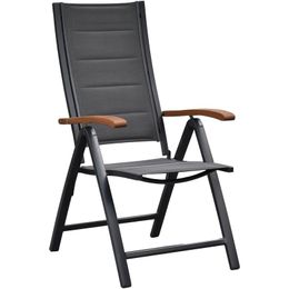 Merxx Gartensessel &raquo;&raquo;Paxos&laquo;&laquo; 1 Stk. tlg. klappbar, mit verstellbarer R&uuml;ckenlehne grau Aluminium;Polyester;Akazienholz B/H/T: 58cm x 110,5cm x 74cm