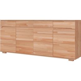 OTTO home Sideboard &raquo;VETRO Teilmassiv, Fronten Massivholz, Wohnzimmer, Stauraum,Griffmulde&laquo; B/T/H:199/40/85cm, 4Schubladen, 8 geschlossen F&auml;cher, 