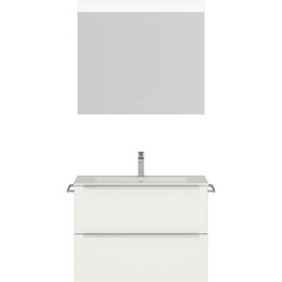 Nobilia Badm&ouml;bel-Set &raquo;Levere&laquo; vormontiert, mit Soft-Close, 2 Stk. tlg. wei&szlig; B/H/T: 81cmcm x 169cmcm x 48,7cmcm, Griffe chrom