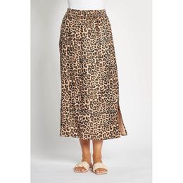 Zhrill Damen Midirock &raquo;ZHANUSHA&laquo; 7/8-L&auml;nge, bequeme Passform, aus Viskosemischung, mit Animal-Print beige XXL