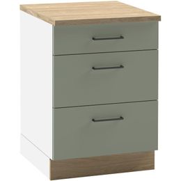 KOCHSTATION Unterschrank &raquo;KS-Kolari&laquo; 1 Stk. tlg. Ma&szlig;e (B/T/H): 60,1 x 60 x 88 cm gr&uuml;n FSC -zertifizierter Holzwerkstoff wei&szlig;, B/H/T: 60,1cm x 88cm x 