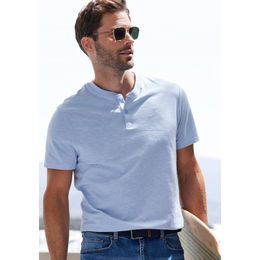 H.I.S. H.I.S Herren Henleyshirt Kurzarmshirt mit Henleykragen, strukturierte Baumwolle blau S (44/46)