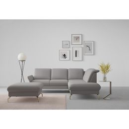 Sit & More sit&more Ecksofa &raquo;Fashion L-Form&laquo; wahlweise mit Kopfteilverstellung, Vorziehsitz, motorisch, Nickelf&uuml;&szlig;e grau B/H/T: 250cm x 84cm x 207cm, Luxus-