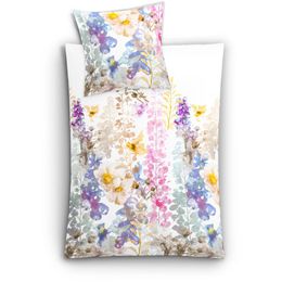 Kleine Wolke Bettw&auml;sche &raquo;Alcea&laquo; 2 Stk. mit floralem Print bunt Mako-Satin, Obermaterial: 100% Baumwolle B/L: 155cm x 220cm, 1 Stk., 1 Stk., Mako-Satin, B/L: 80cm x