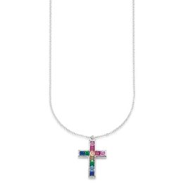 Bruno Banani Damen Kette mit Anh&auml;nger &raquo;Schmuck Geschenk Silber 925 Halsschmuck Halskette Ankerkette Kreuz&laquo; mit Zirkonia (synth.) silber Silber 925 (