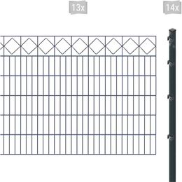 Arvotec Doppelstabmattenzaun &raquo;ESSENTIAL 120 zum Einbetonieren "Karo" mit Zierleiste&laquo; Zaunh&ouml;he 120 cm, Zaunl&auml;nge 2 - 60 m grau Kunststoff, Stahl H/L: 120cm x 