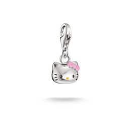 Thomas Sabo Damen Thomas Sabo Charm-Einh&auml;nger &raquo;Thomas Sabo Hello Kitty Charm mit pinker Schleife - Original&laquo; Emaille silber Einheitsgr&ouml;&szlig;e