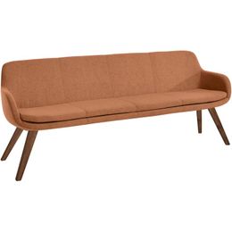 Musterring Essbank &raquo;Tavia&laquo; Stativgestell Wildnussbaum massiv ge&ouml;lt, Breite 180, 200 oder 220 cm orange 100% PES B/H/T: 200cm x 87cm x 66cm, Flachgewebe