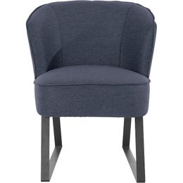 exxpo - sofa fashion Sessel &raquo;Americano, Loungesessel&laquo; mit Keder und Metallf&uuml;&szlig;en, Bezug in verschiedenen Qualit&auml;ten, 1 Stck. blau Webstoff, B/H/T: 66cm