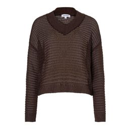 More & More More & More kurzer, transparenter Ajourpullover in brown | Gr.: 36