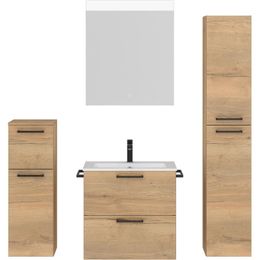 Nobilia Badm&ouml;bel-Set &raquo;Tolvina&laquo; vormontiert, mit Soft-Close, 4 Stk. tlg. braun B/H/T: 140cmcm x 169cmcm x 48,7cmcm, Griffe schwarz