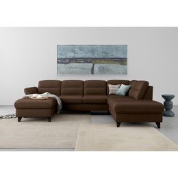 Sit & More sit&more Wohnlandschaft &raquo;Mellum U-Form&laquo; Federkern, wahlweise mit Schlaffunktion, Stauraum und Armteilfunktion braun 100% Polyester B/H/T: 306cm x 87cm