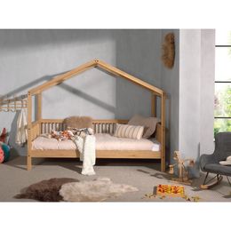 Vipack Hausbett Made in Europe, aus massiver Eiche ge&ouml;lt, LF 90x200 cm, wahlweise mit Bettschublade braun Liegefl&auml;che L&auml;nge B: 200cm x 90cm, ohne 