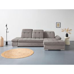 COTTA Ecksofa &raquo;Holiday L-Form mit Sitztiefen-, Armteil- und Kopfteilverstellung&laquo; wahlweise mit Schlaffunktion & Bettkasten grau 100% Polyester B/H/T: 