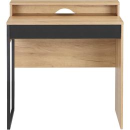 OTTO home Schreibtisch &raquo;Moid, Computertisch in modernem Design&laquo; Breite 80 cm, mit Schublade, Kabeldurchlass & Metallkufe braun B/H/T: 80cm x 85cm x 