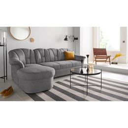 DOMO collection Ecksofa &raquo;Papenburg, zeitlose R&uuml;ckensteppung, elegante Formensprache, L-Form&laquo; in gro&szlig;er Farbvielfalt, wahlweise mit Bettfunktion grau 