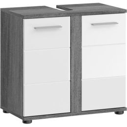 Welltime Waschbeckenunterschrank &raquo;LUCCA, Breite 60cm, 2 T&uuml;ren, 2 F&auml;cher,mit Siphonausschnitt&laquo; MDF-Front, Badm&ouml;bel, Badschrank, Schrank, Kommode, Bad, 