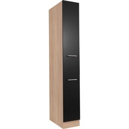 respekta Apothekerschrank &raquo;Merle&laquo; Breite 30 cm, Metallstangengriffe, H&ouml;he 200 cm schwarz Eiche S&auml;gerau Nachbildung, B/H/T: 30cm x 200cm x 60cm, 
