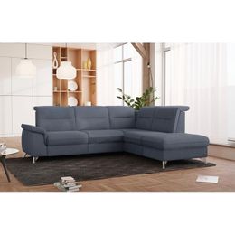 Sit & More sit&more Ecksofa &raquo;Astoria L-Form&laquo; wahlweise mit motorischer Relaxfunktion grau 100% Polyester B/H/T: 256cm x 91cm x 225cm, Flachgewebe, Ottomane 