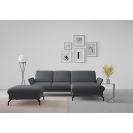 Sit & More sit&more Ecksofa &raquo;Fashion L-Form&laquo; wahlweise mit Kopfteilverstellung und Vorziehsitz, motorisch grau B/H/T: 253cm x 84cm x 165cm, Soft clean, Recamiere