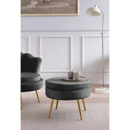 Salesfever Polsterhocker &raquo;Calm Gepolsterter Hocker mit Charme&laquo; mit hohem Sitzkissen gold Metall, Samt (100% Polyester) B/H/T: 52cm x 41cm x 52cm, Samt